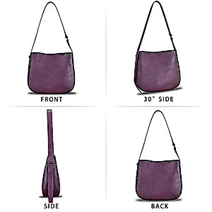 Genuine Leather Crossbody Satchel Purse for Women Vintage Handmade Handbag Retro Designer Hobo Bag (Purple)