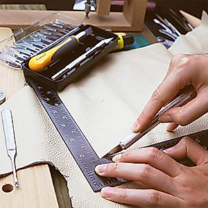 MulWark 16-Piece Precision Hobby Knife Set - Exacto Knife Set for Modeling - Craft Knife Handle Customized with Chiseling Blade, Stencil Edge Blade, Fine Point Blade and More