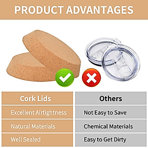 2 Pack Cork Lids Small Cork Lids for Jars Wood Jar Cork Lids Canning Lids Cork Bottle Lids Cork Lids Only for Kitchen Wedding Favor DIY Gift Canning Jars