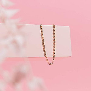 PAVOI 14K Gold Plated Snake and Marina Link Flat Anklet for Women (Marina, Yellow Gold Plated)