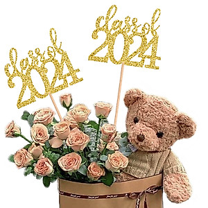 ALISSAR 10 Pack Double Sided Gold Class of 2024 Graduation Party Centerpiece Sticks, Table Toppers for 2024 Graduation Party Decoration Party Supplies(Gold) (gold)