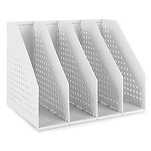 SAYEEC Desktop File Magazine Folder Holder 4 Section Plastic Hollow Documents Foldable Organizer File Cabinet Shelf Frames Dividers Rack Display and Storage
