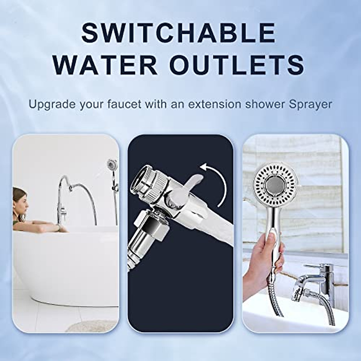 Shower Head Sink-Faucet Bathtub, Hose Sprayer Attachment with 5 Adapters, 79" Hose for Hair Washing, Pet Dog Rinse & Baby Bath, ON/OFF Extension for Tub Faucet, Utility Sink, Laundryroom, Garden