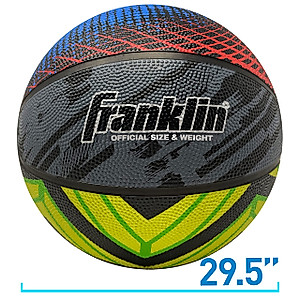 Franklin Sports Mystic Basketball - Official Size Basketball - Indoor + Outdoor Basketball - 29.5" Rubber Basketball - Air Pump Included