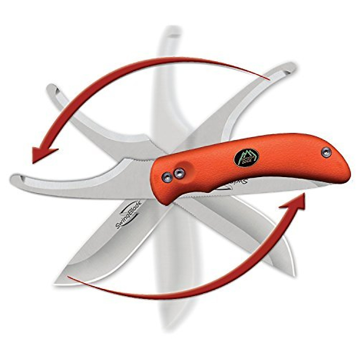 Outdoor Edge Swingblaze Double Blade Hunting Knife with Rotating Skinning & Gutting Blades, Nylon Sheath, (Blaze Orange, SZ-20NC)