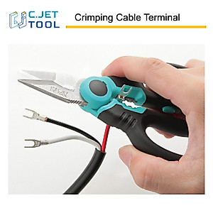 C.JET TOOL 6" Stainless Electrician Scissors Heavy Duty Professional for Aluminium Copper Soft Cable (Turquoise)
