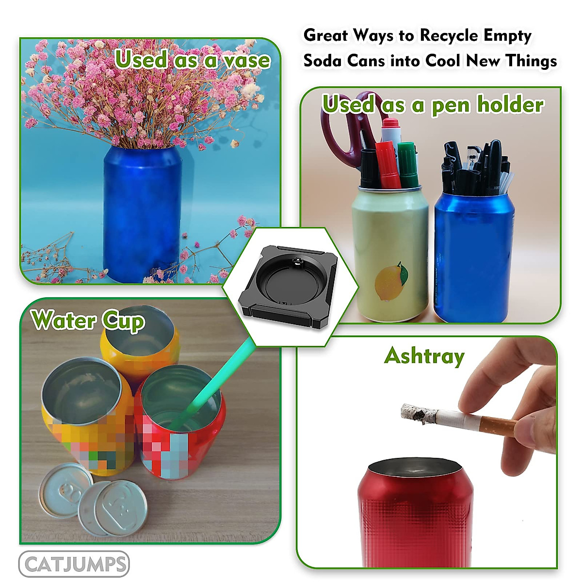 Beer Can Opener-2 In1 Soda Can Opener Bottle Opener, Pop Can Top Remover Opener, Manual No Sharp Edge Can Opener Smooth Edge with Reuse Drink Straw