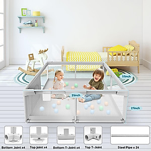 Besuhot Baby Playpen Baby Playard, Playpen for Babies and Toddlers with Gate, 50x50 Baby Fence, Sturdy Safety Playpen, Indoor & Outdoor Kids Activity Center