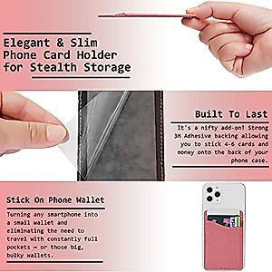 MISXIAO Premium Leather Phone Card Holder Stick On Wallet for iPhone and Android Smartphones, Pink