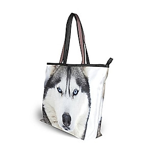 My Daily Women Tote Shoulder Bag Husky Dog Handbag Large