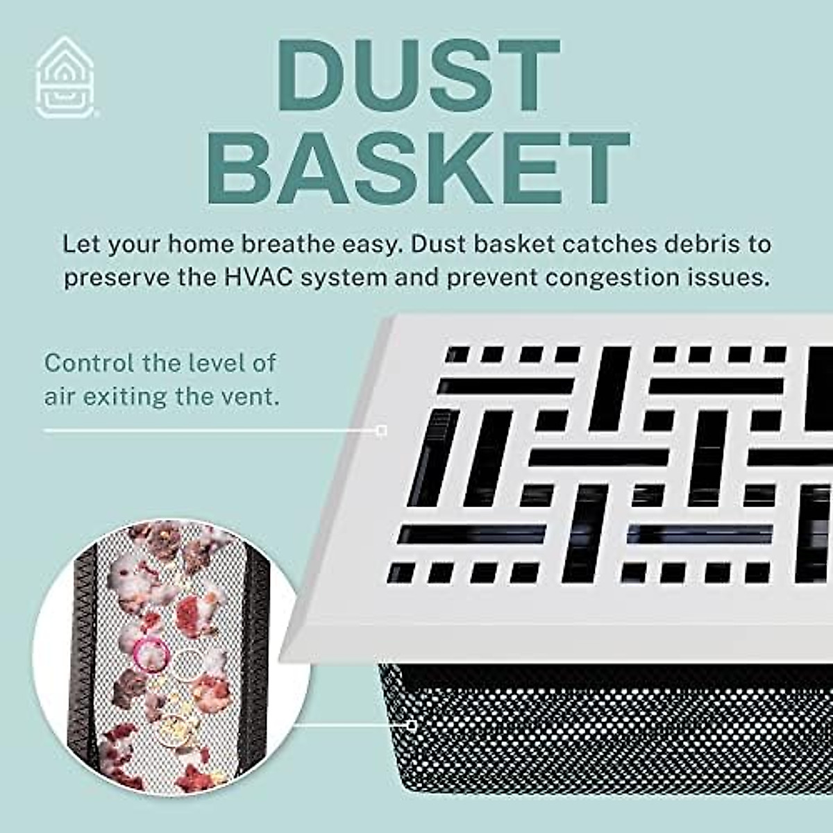 Home Intuition Basketweave Floor Vent Cover 2X12 Inch Floor Register with Mesh Cover Trap Heat and Air Walkable Metal Floor Vent for HVAC Duct, White