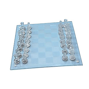 SM SunniMix Chess Set for Adult, Frosted Chess Board Set, Portable Glass Chess Game, Classic Strategy Game for Game, Festival Interaction TripsTable Decor
