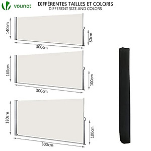 VOUNOT Side Awning Retractable, Outdoor Privacy Screen for Garden, Balcony, Terrace, 55'' H x 118'' L, Beige