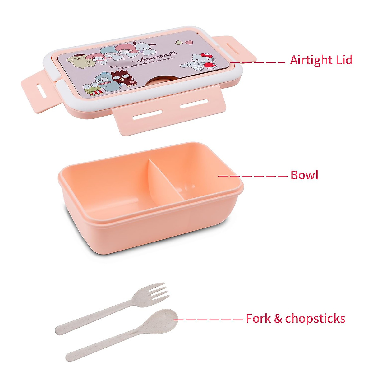 G-Ahora Versatile 2-Compartment Bento Boxes, Lunch Box, Leak-Proof Lunchbox Bento Box with Utensil Set for Dining Out, Work, Picnic