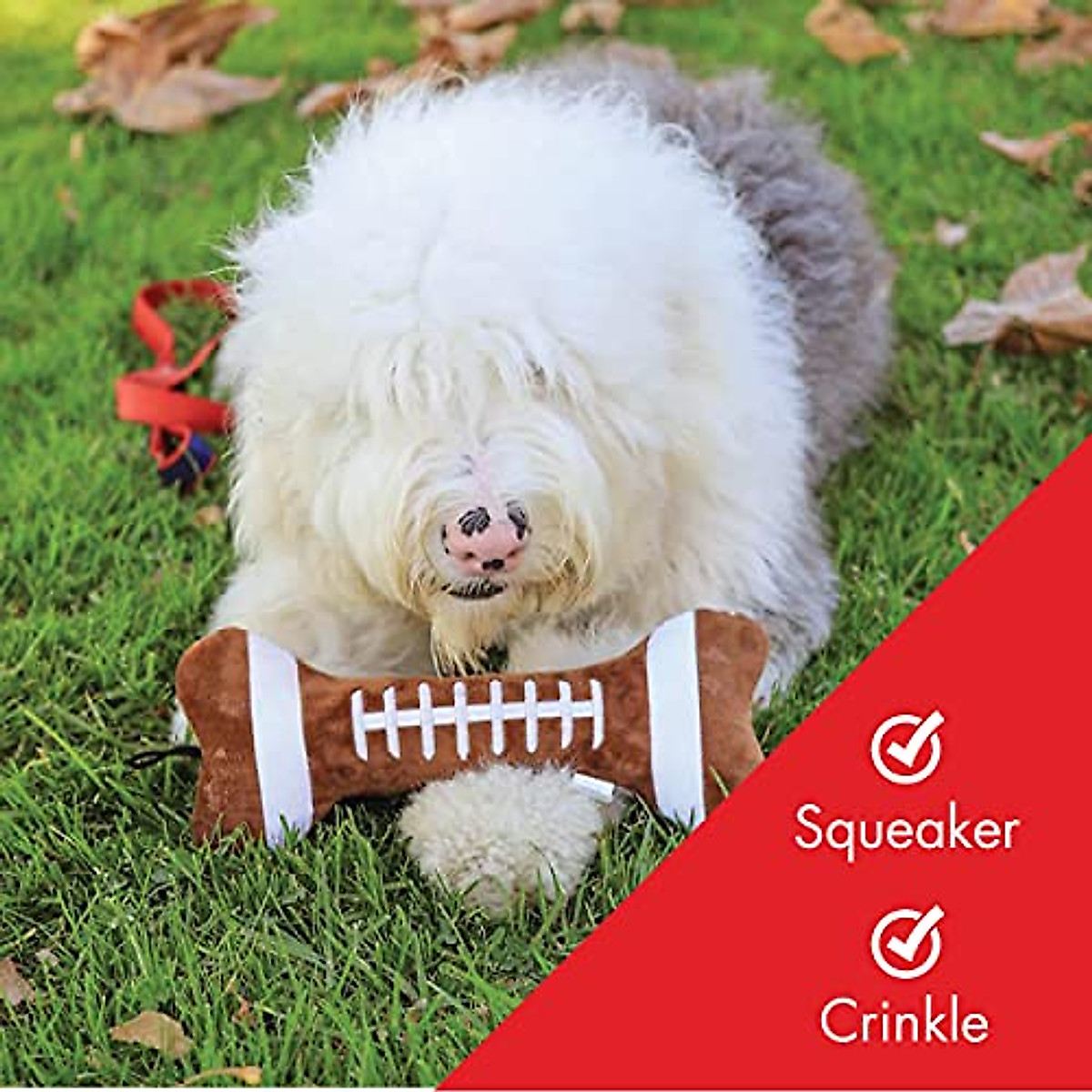 Huxley & Kent for Dogs | Football Bone (Small) | Power Plush Dog Toy with Squeaker | Funny Dog Toy | Cute Dog Toy | H&K Squeaky Dog Toy