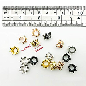 16 PCS Crown Beads, Crown Spacer Beads, Crown Pendant Inlaid with Zircon Loose Beads, for Bracelet Necklace Jewelry DIY Accessories