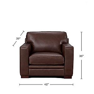 Hydeline Dillon Top Grain Leather Sofa and Chair Set, Brown
