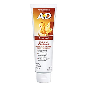 A+D Original Diaper Rash Ointment, Baby Skin Protectant With Lanolin and Petrolatum, Seals Out Wetness, Helps Prevent Diaper Rash, 4 Ounce Tube, Packaging May Vary