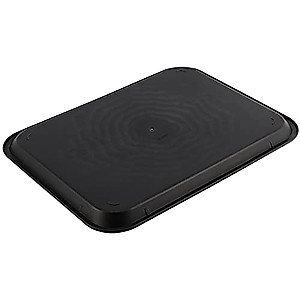 SHEUTSAN 8 Packs 16 x 12 Inches Plastic Fast Food Trays, Non-Slip Rectangular Restaurant Cafeteria Serving Trays, Sturdy Black Storage Trays Food Service Trays, for Household and Business Use