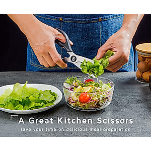 Multifunction Kitchen Scissors 2-Piece Set WELLSTAR, Heavy Duty Food Shears for Chicken Meat Vegetable Fish Herb Poultry Stainless Steel Cooking Scissors with Comfortable Handle Scissors Set (Black)