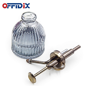 OFFIDIX Plant Mister Plant Water Spray Bottle, 6.3" Tall Vintage Style with Bronze Plastic Top Pump One Hand Glass Watering Can for Indoor Potted Plants Terrariums (Dark Gray)