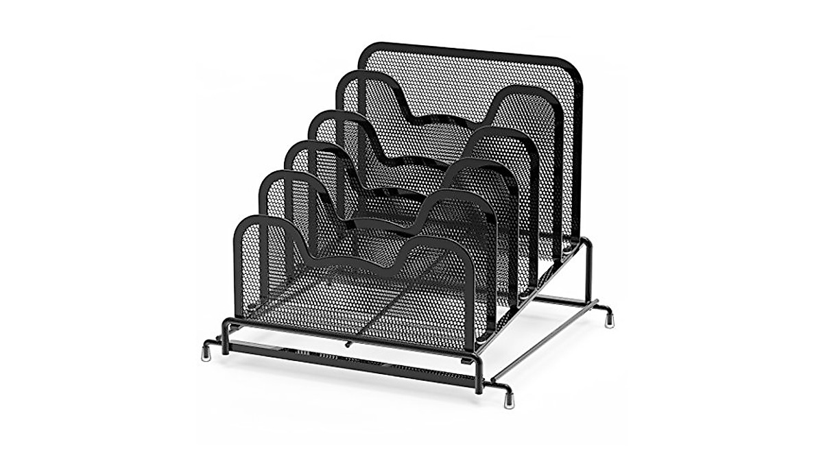 SimpleHouseware 5-Section Mesh Desk File Sorter Black