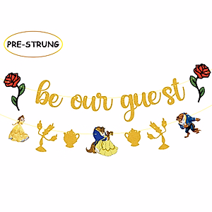 Beauty and the Beast Banner, Be Our Guest Birthday Decorations Birthday Bachelorette Engagement Bridal Shower Baby Shower Birthday Party Beauty and the Beast Banner Party Supplies