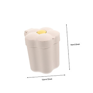 Ciieeo Mini Desktop Trash Can Flower Shaped Desktop Garbage Bin Cute Countertop Trash Can Kawaii Waste Bin Plastic Garbage Bin Tabletop Wastebasket for Office Home White