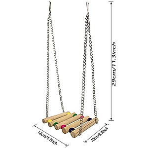 Hyamass Bird Parrot Toys Swing Hanging,Bird Cage Accessories Toy Hammock for Parakeets,Cockatiels,Lovebirds,Conures,Budgie,Macaws,Lovebirds,Finches and Other Small Pets（Wood）