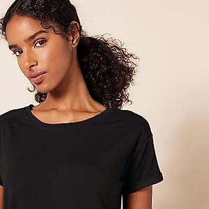 Amazon Essentials Women's Studio Relaxed-Fit Lightweight Crewneck T-Shirt (Available in Plus Size), Black, X-Large
