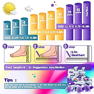 SHDSL Girls Roller Skates for Kids Beginners 4 Size Adjustable, All 8 Light UP Wheels Shine Fun Illuminating Roller Skates for Toddlers Girls Boys patines para niñas
