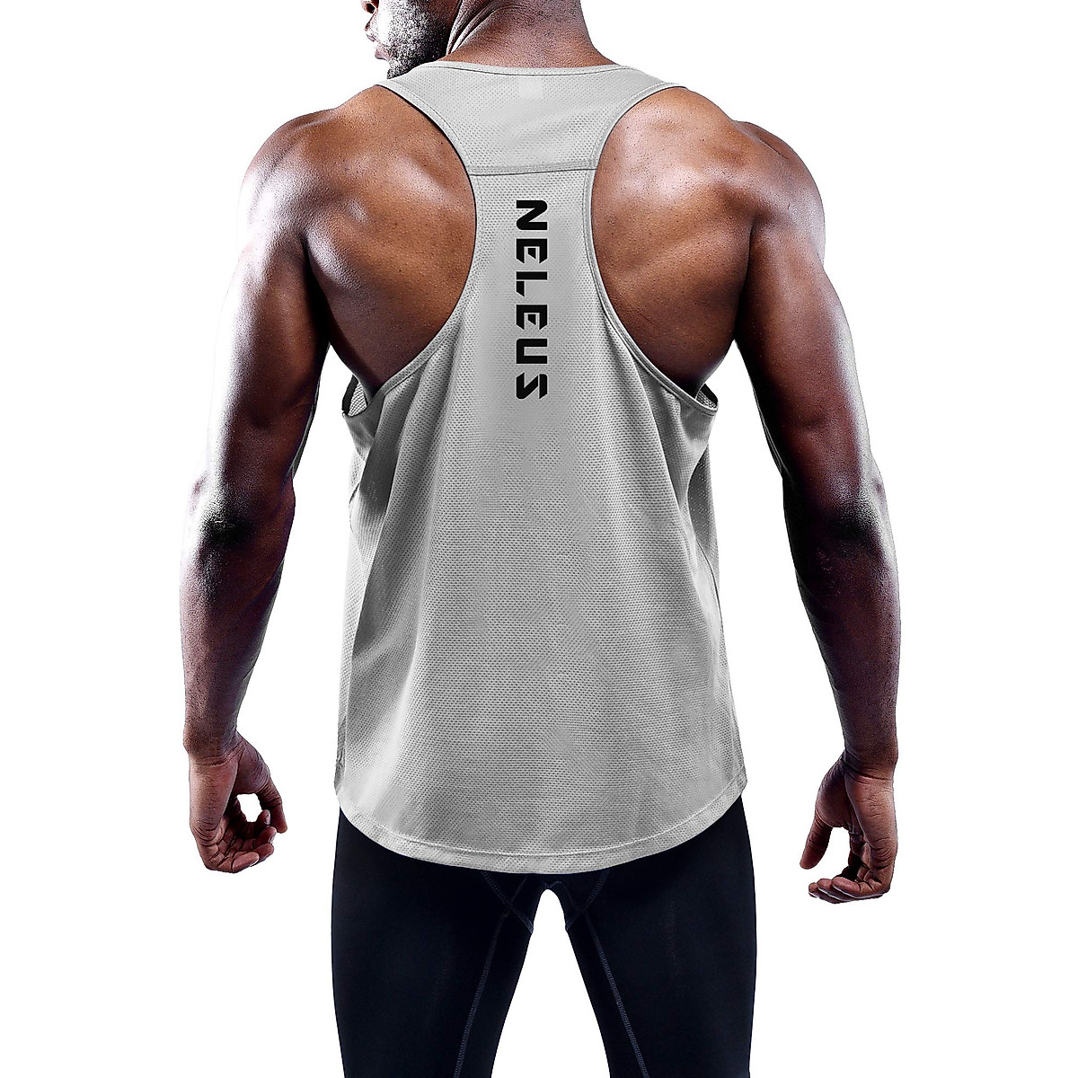 NELEUS Men's Workout Running Tank Top Sleeveless Gym Athletic Shirts Pack of 3,5080,Black/Grey/Blue,L