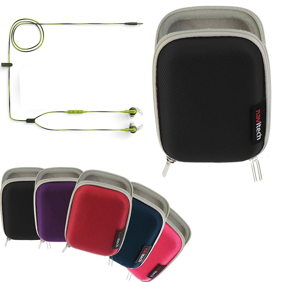 Navitech Black Water Resistant Hard Wireless Earphone Case Cover Compatible With Bose SoundSport Pulse Wireless Headphones