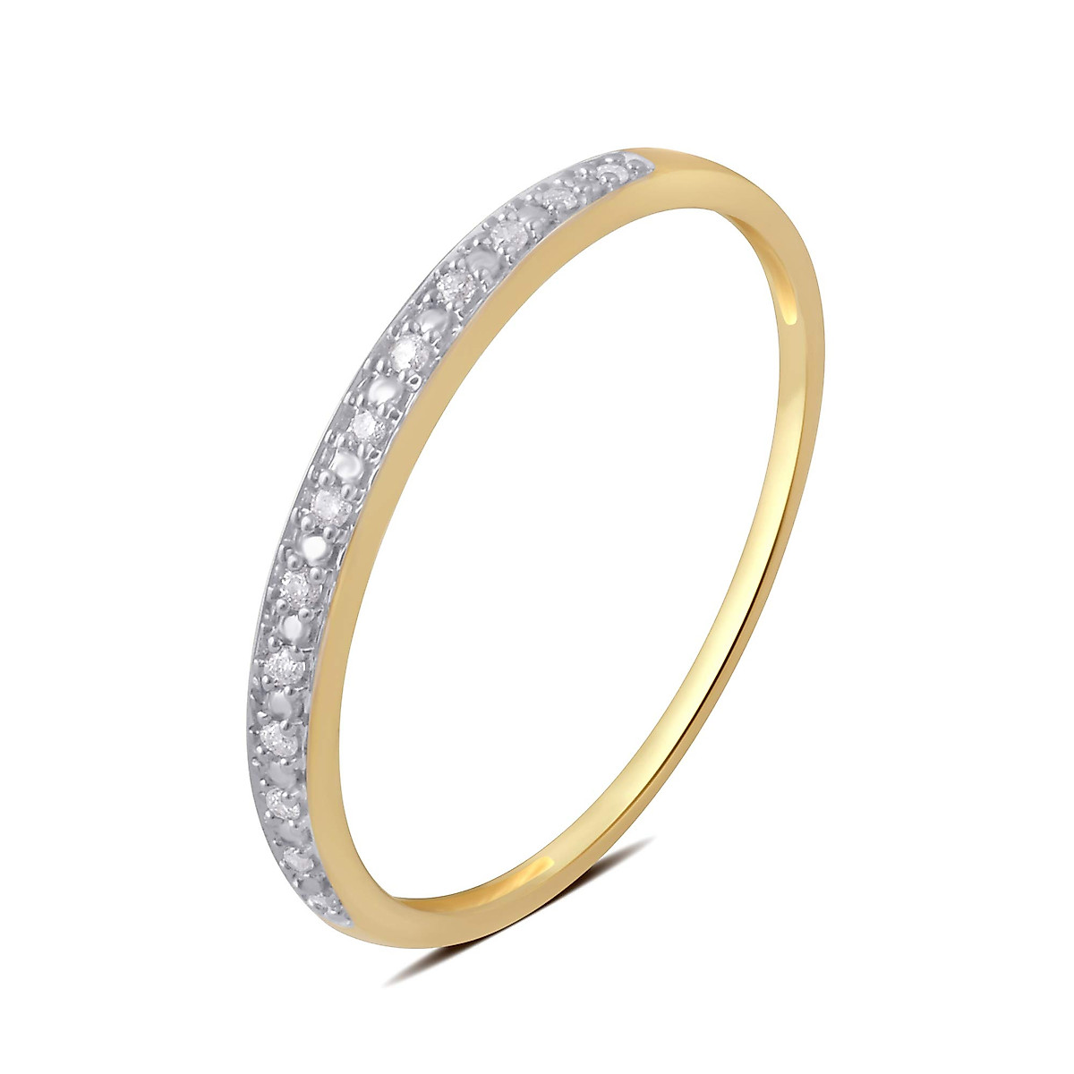 0.05 Carat Round Diamond Wedding Band & Stackable Set in 10K Gold