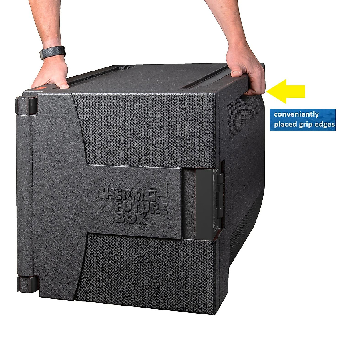 Thermo Future Box Extra Heavy Duty Food Storage Container, Hot Boxes for Catering, Insulated Pan Carrier Saver, Front Loader 1 Count, Black