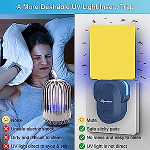 Flying Insect Trap Plug-in, 2023 Upgrade Plug-in Bug Catcher Mosquito Fruit Fly Trap Gnat Killer Indoor, Safe Non-Toxic UV Night Light Fly Trap with Sticky Trap for Flies, Gnats, Moths (Blue, 1 Pack)