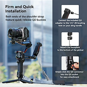 SmallRig RS3 RS2 Weight-Reducing Shoulder Strap Compatible with Sling Handle for DJI, Gimbal Belt with QD Quick Release Buckles for DJI RS 3 / RS 3 Pro/RS 2-4118