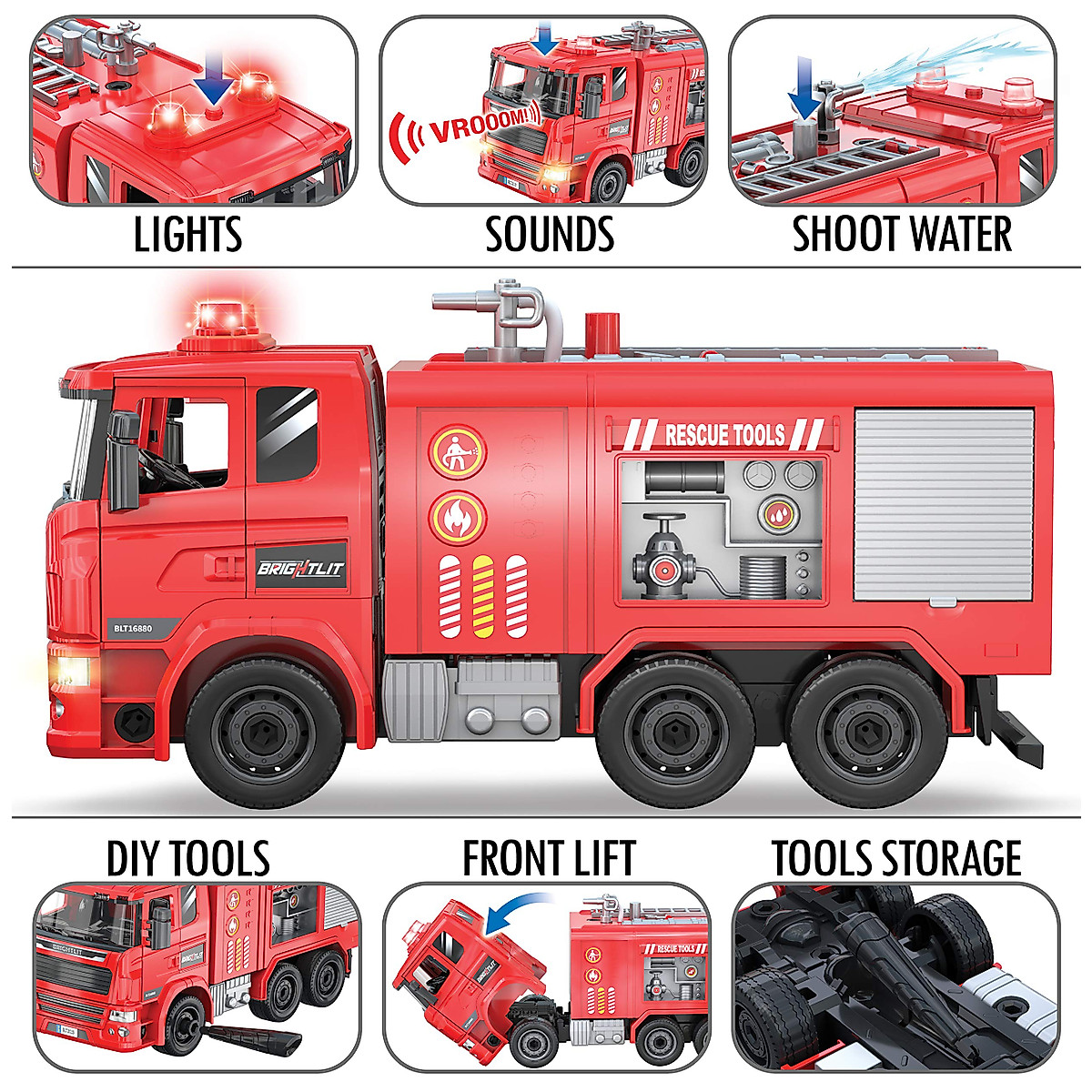 Take-Apart Fire Truck - 99 Pcs STEM Toys Build Your Own Fire Engine-DIY Building Assembly Kit w/Realistic Lights and Sounds - Educational Gift Idea for Kids Ages 5 6 7 8 9 Years Old