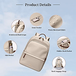 GOLF SUPAGS Laptop Backpack for Women Slim Computer Bag Work Travel College Backpack Purse Fits 14 Inch Notebook (Apricot)