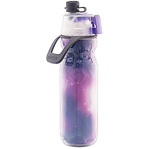 O2COOL Mist 'N Sip Misting Water Bottle 2-in-1 Mist And Sip Function With No Leak Pull Top Spout Sports Water Bottle Reusable Water Bottle - 20 oz (Celestial Purple)