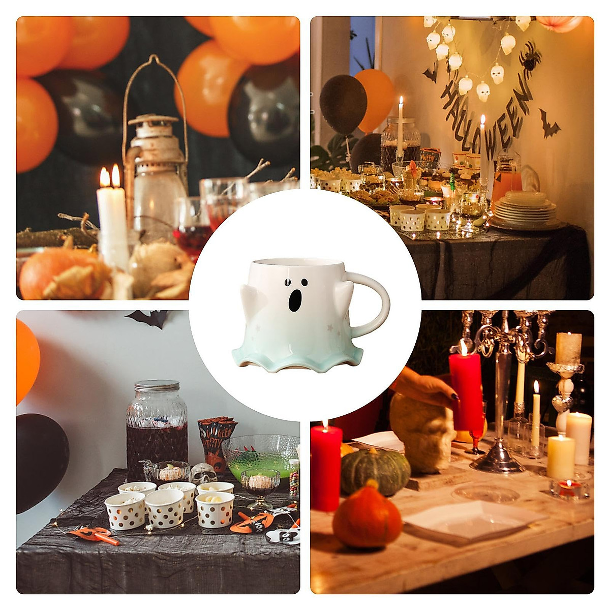 2024 NEW Spooky Ghost Mug, Halloween Coffee Mug, Cute Ghost-Coffee Mug, Ceramic Ghost Shaped Coffee Cup With Handle And Spoon, Fall Home Decor