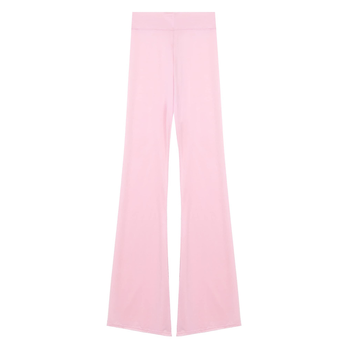 Jhaoyu Women Semi See-Through Zipper Crotch Flare Yoga Pants High Waisted Bootcut Wide Leg Workout Leggings Pink One Size