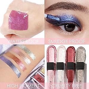 FOCALLURE Liquid Glitter Eyeshadow,Long Lasting Glitter Eyeliner,Waterproof Metallic Shimmer Eye Shadow,Quick-Drying Formula,Multi-Dimensional Eye Looks,AMETHYST