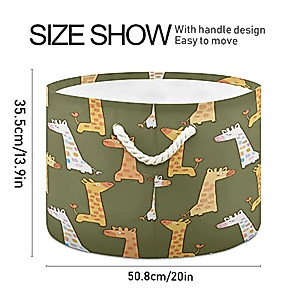 xigua Large Basket for Toys Cartoon Giraffe Storage Bin Box Kids Laundry Hamper Collapsible Fabric Organizer Bin for Nursery Clothes, Toys, Books, Home Decor227