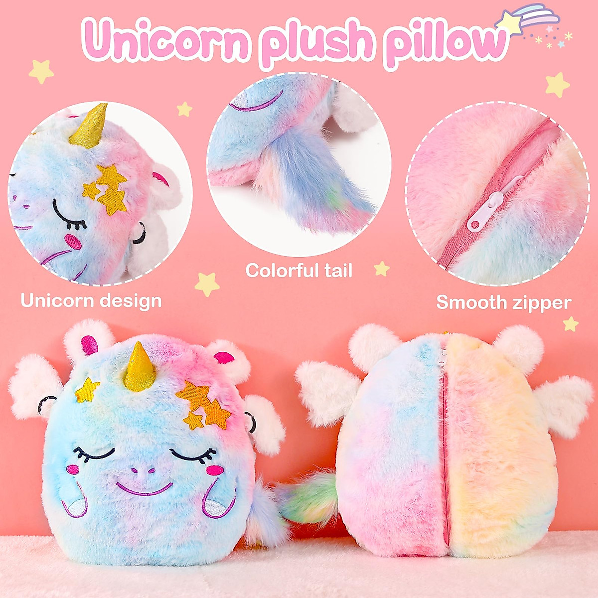 G.C Unicorn Stuffed Animal Plush Toys for Girls Kids Plushies, Tie-dye Unicorn Gifts 2 in 1 Pillow & Hoodie Soft Unicorn Plush, Christmas Birthday Gifts for Toddler Girls 3 4 5 6 7 8+ Years Old