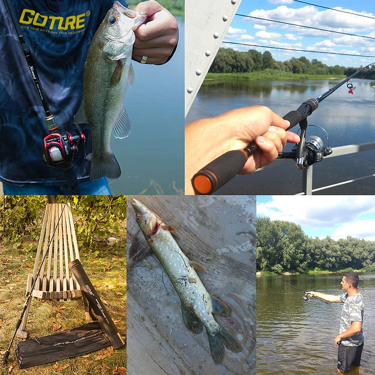 Fishing Rods Spinning Travel Fishing Pole Pack case Portable 4 Sections ulLight Weight Carbon Fiber Poles M Power Medium Action 7ft