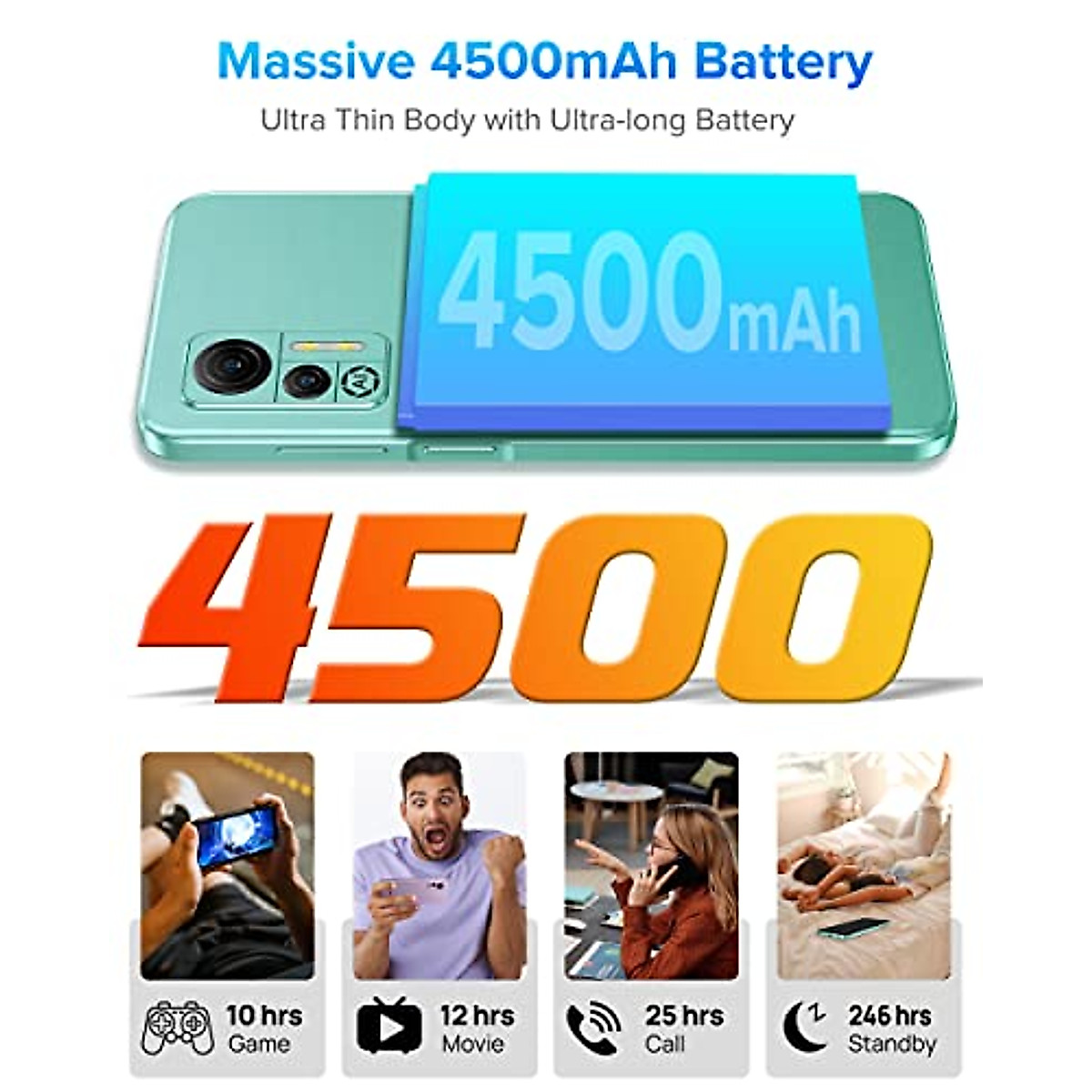 Ulefone Note 14 (2022) 4G Unlocked Smartphone, 6.52" Waterdrop Incell Full- Screen, Android 12, 4500mAh Battery, 7GB RAM Helio A22, 8MP Dual Camera, Type-C, Slim Design, Unlocked Cell Phones - Purple