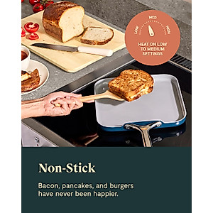 Caraway Griddle Pan & Grill Pan Duo - Non-Stick Ceramic Coated - Non Toxic, PTFE & PFOA Free - Oven Safe & Compatible with All Stovetops – Gray