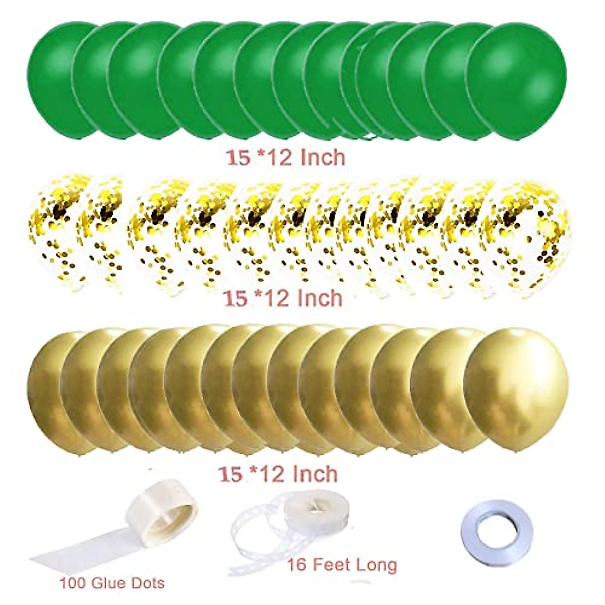 Graduation Party Decorations 2023 Green Gold/Green Gold Balloons St. Patrick’s Day Decorations 45pcs Balloons Green Graduation Decorations/Green Gold Birthday Party Decorations Summer Mexican Party