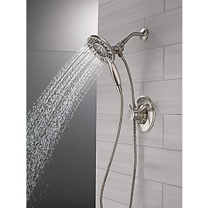 Delta Faucet Linden 17 Series Dual-Function Shower Faucet, Shower Trim Kit with 4-Spray In2ition 2-in-1 Dual Hand Held Shower Head with Hose, Chrome T17293-I (Valve Not Included)